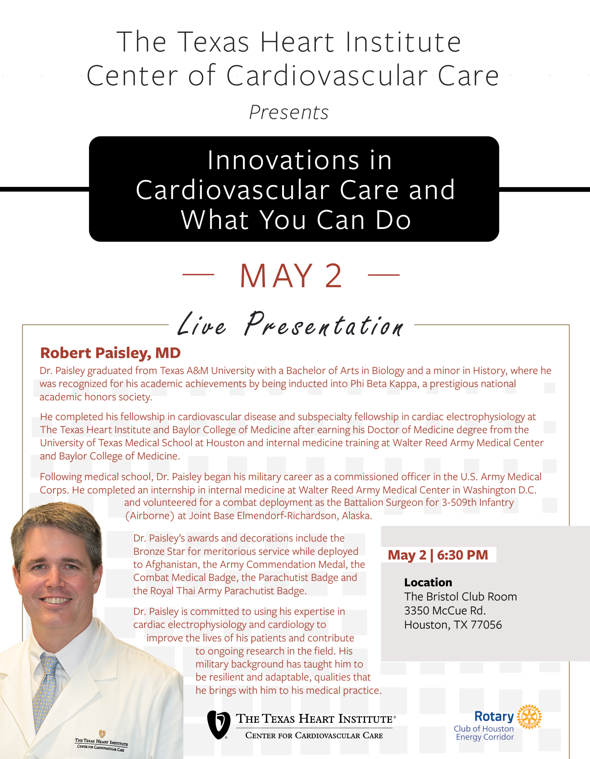 Heart Health: Prevention, Detection and Intervention | Robert Paisley, MD | Live Presentation ...